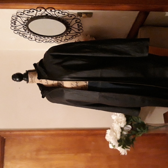 Fitz Wright | Jackets & Coats | Vintage Fitz Wright Black Leather Long ...